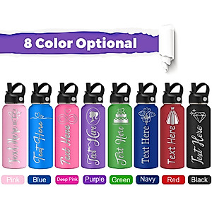 Westpearl Personalized Water Bottles with Straw 32oz Custom Stainless Steel Sports Water Bottle with Engraved Name Text Customized Insulated Double Wall Water Bottles for School Sports