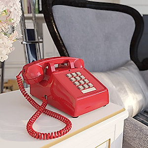 Home Intuition Classic Corded Phone for Hearing Impaired Telephone for Seniors with Extra Loud Ringer, Red