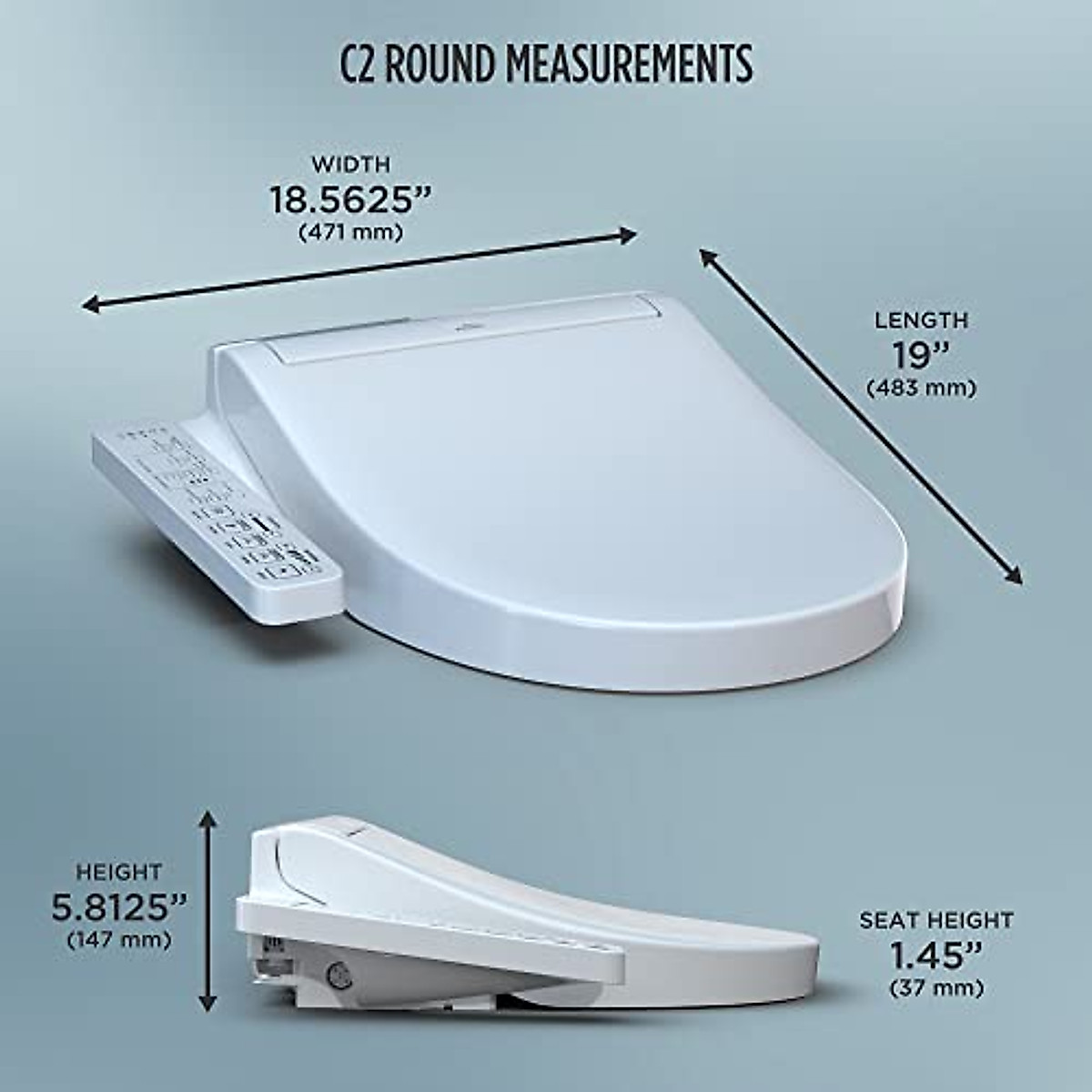 TOTO SW3073#01 WASHLET C2 Round Electronic Bidet Toilet Seat, Cotton White