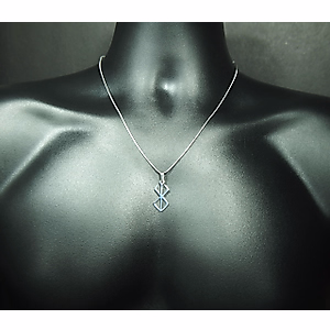 Ann Claridge Berserker Rune Necklace,with 20in Chain,Pure 304 Stainless Steel,Viking Warrior Protection Symbol Charm Pendant and Black Drawstring Bag,Silver