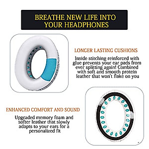 Hoxiver Earpads Cushions Replacement for Bose QC35 (QuietComfort 35) & QC35ii Headphones Ear Pads,Soft Protein Leather,Noise Isolation Foam(White)