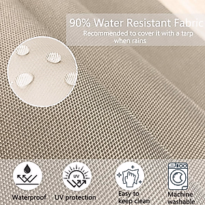 Sqodok Outdoor Daybed Cushion Cover 66" Patio Daybed Cushion Cover Waterproof with Elastic Band Outdoor Round Daybed Cushion Cover Replacement, Cover ONLY, Tan