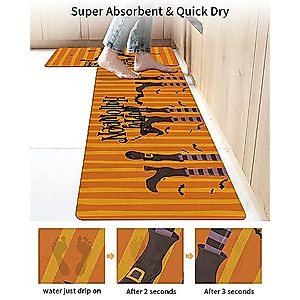 Halloween Bath Mat for Tub,Non Slip Bathroom Floor Runner Rug Quick Dry & Absorbent Diatomaceous Earth Shower Sink Kitchen Washable Doormat,Witches Boot Bats Orange Geometry Stripes 18x30+18x60