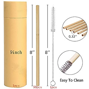 50pcs-100% Natural Bamboo straw Reusable Bamboo Drinking Straws Eco-friendly Biodegradable straws|1pcs Storage Box |1pcs Cleaning Brushes