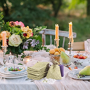 LANXINGYAN 50Pcs 3x4 Inch Burlap Gift Bags with Drawstring Linen Sacks Bag for Wedding Favors Party DIY Craft (3x4 Inch, cream)