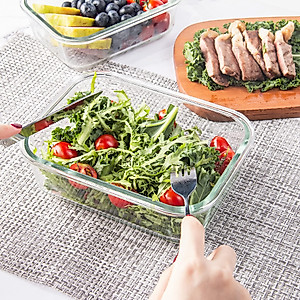 YARYOUNG 10 Pack Glass Food Storage Containers, Glass Meal Prep Containers with Lids Leak Proof, Microwave & Freezer Safe (34oz & 12oz)