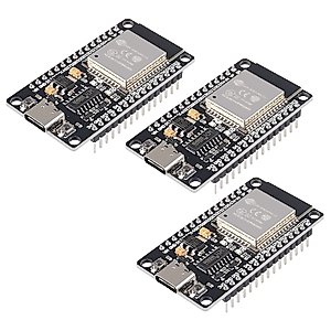 Type-C ESP32 ESP-32S Development Board 2.4GHz Dual-Mode WiFi Bluetooth Dual Cores Microcontroller Processor Integrated with ESP32s Antenna RF AMP Filter AP STA for Arduino IDE (3pcs Type-C ESP32)
