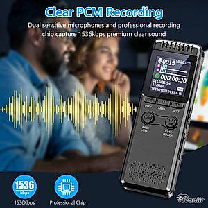 Vivaniir 64GB Digital Voice Recorder, 80 Hours Long-Lasting Battery 1100mAh, Voice Activated Recorder with Playback and Metal Casing, USB-C Audio Recorder for Lecture Meeting Interviews