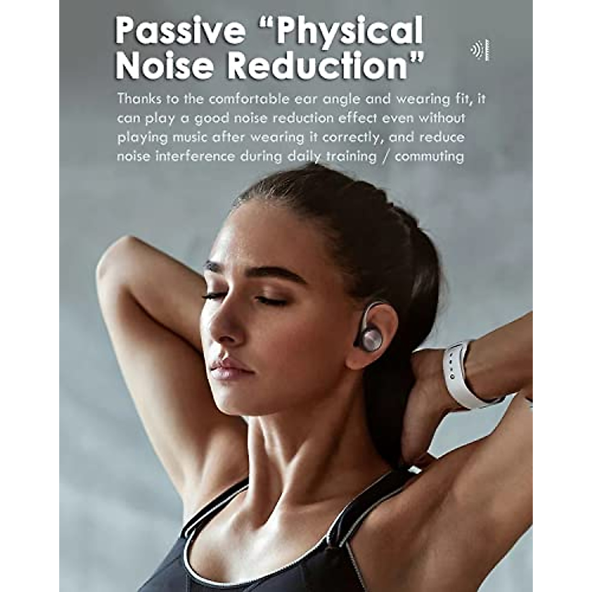 Wireless Earbuds with Earhooks Bluetooth Earbuds with Ear Hook Sport Waterproof Headphones Noise Cancelling Ear Buds with Microphone Running Workout Gym Earphones LED Power Display for Android iOS