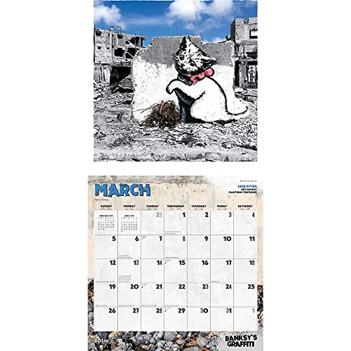 Banksy's Graffiti | 2023 12 x 24 Inch Monthly Square Wall Calendar | BrownTrout | Drawings Street Art Design