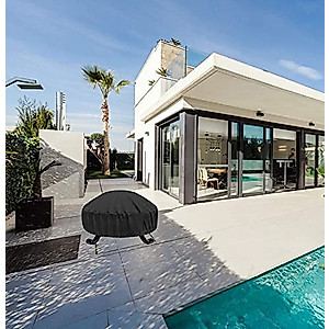 BRINGBLESS Fire Pit Cover Round for Fire Pit 22 Inch - 34 Inch,420D Heavy Duty Outdoor Firepit Cover Round,Waterproof, Dustproof and Anti UV, Fit All Seasons,Full Coverage Patio Outdoor Fireplace