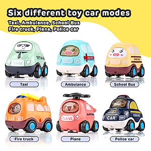 XQW Cartoon Inertia Baby Toy Cars with Storage Bag and mat, 6 Pcs Push and Go Toys, Kids Toys Car for Girls Boys, Early Educational Toys for 1 2 3 4 5 6 Year Old Boys Girls, Birthday Gift for Toddlers