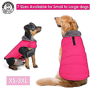 AOFITEE Dog Coat, Winter Dog Jacket Windproof Fleece Cold Weather Coats for Dogs, Warm Dog Winter Vest with Collar & Zipper Leash Hole, Outdoor Pet Apparel for Small Medium Large Dogs, Pink S