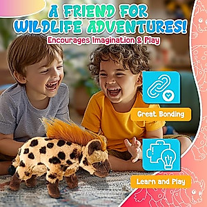 Forest & Twelfth 10" Stuffed Hyena Plush, Majestic Animal Collection Stuffed Animal, Premium Materials, Best Gift for Kids Age 3+, Nursery and Room Decor (10" Hyena)