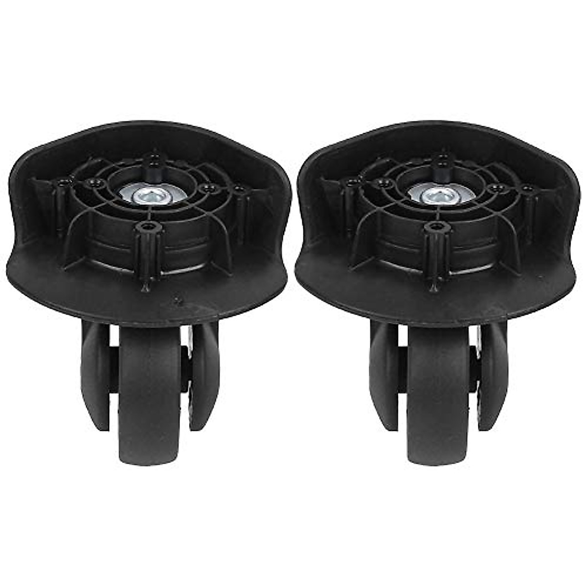 Luggage Caster, A65 1 Pair Universal Luggage Suitcase Spinner Wheels PP PET Mute Swivel Wheels Replacement Outdoor Supplies with 9Pcs Screws Black(L 65x57x55mm)