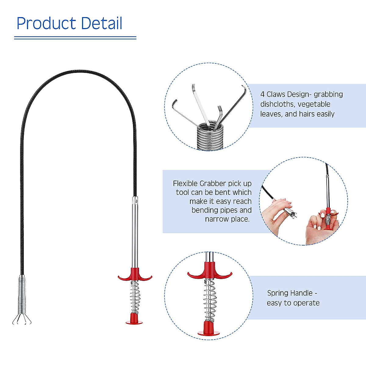 Patelai 4 Pieces Christmas Telescoping Magnet Pick Up Tool Set Extendable Claw Grabber Tool Bendable Spring Telescoping Inspection Mirror 2 Lb/ 20 Lb Magnetic Stick Gadget for Home Sink Drains