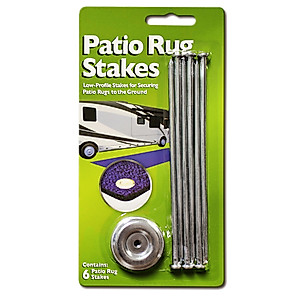 Prest-O-Fit Patio Rug Stone Gray 6 Ft. x 15 Ft Patio Rug Stakes - Pack of 6 Silver