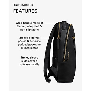 Troubadour Ember Backpack - Luxury Multipurpose Backpack - Made from Lightweight, Waterproof, Vegan Materials - Spacious Organization - Perfect for Travel, Work, School, the Gym, or On-The-Go - Navy