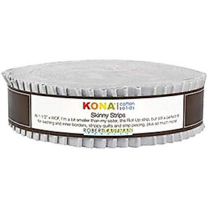 Kona Cotton Solids Ash Skinny Strips 40 1.5-inch Strips Honey Bun Robert Kaufman Fabrics SS-113-40