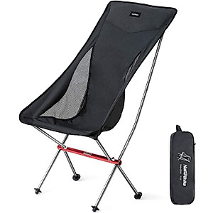 Naturehike Folding Camping Chair, Lightweight High Back Portable Compact Chair, Large Heavy Duty 330lbs for Adults, Hiking Camp Backpacking Beach Picnic Fishing with Storage Bag, Black