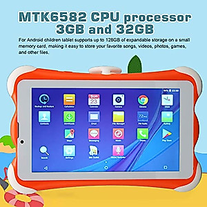 soobu WiFi Kids Tablet, 6000mah Rechargeable Battery Kids Tablet Eye Protection RAM 3GB ROM 32GB 128GB Expandable Storage 7 Inch 1280x800 for Watching TV (US Plug)