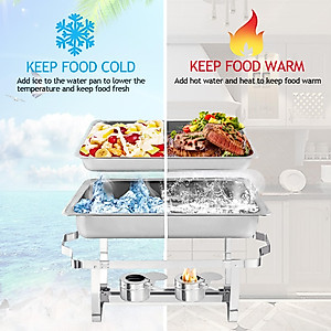 Chafing Dishes for Buffet 4 Pack, 9 Quart Stainless Steel Chafing Dish Buffet Set with Folding Frame, Food Warmers for Parties, Catering Supplies, Banquets, and Weddings