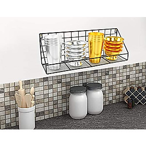 Home-X Rustic Metal Wall Floating Shelf, Large Floating Shelves for Wall, Hanging Shelf for Bedroom, Bathroom, Kitchen-17" x 5" x 6"