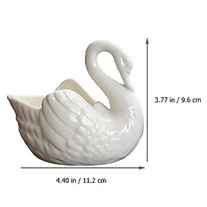 YONGYAN 2 Pack Swan Flower Pot Statue Decoration Ceramics Garden Planters Containers Pot Bookshelf Office Desktop Decor