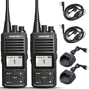 SAMCOM 3000mAh Two Way Radios Long Range Rechargeable High Power, Walkie Talkies for Adults Commercial Programmable Heavy Duty 2-Way Radios UHF Handheld Radios Walkie Talkies with Earpieces, 2 Packs