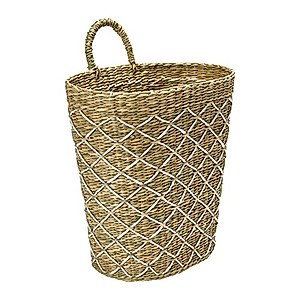 Creative Co-Op Hand-Woven Seagrass Handle Wall Basket, 11" L x 8" W x 15" H, Natural