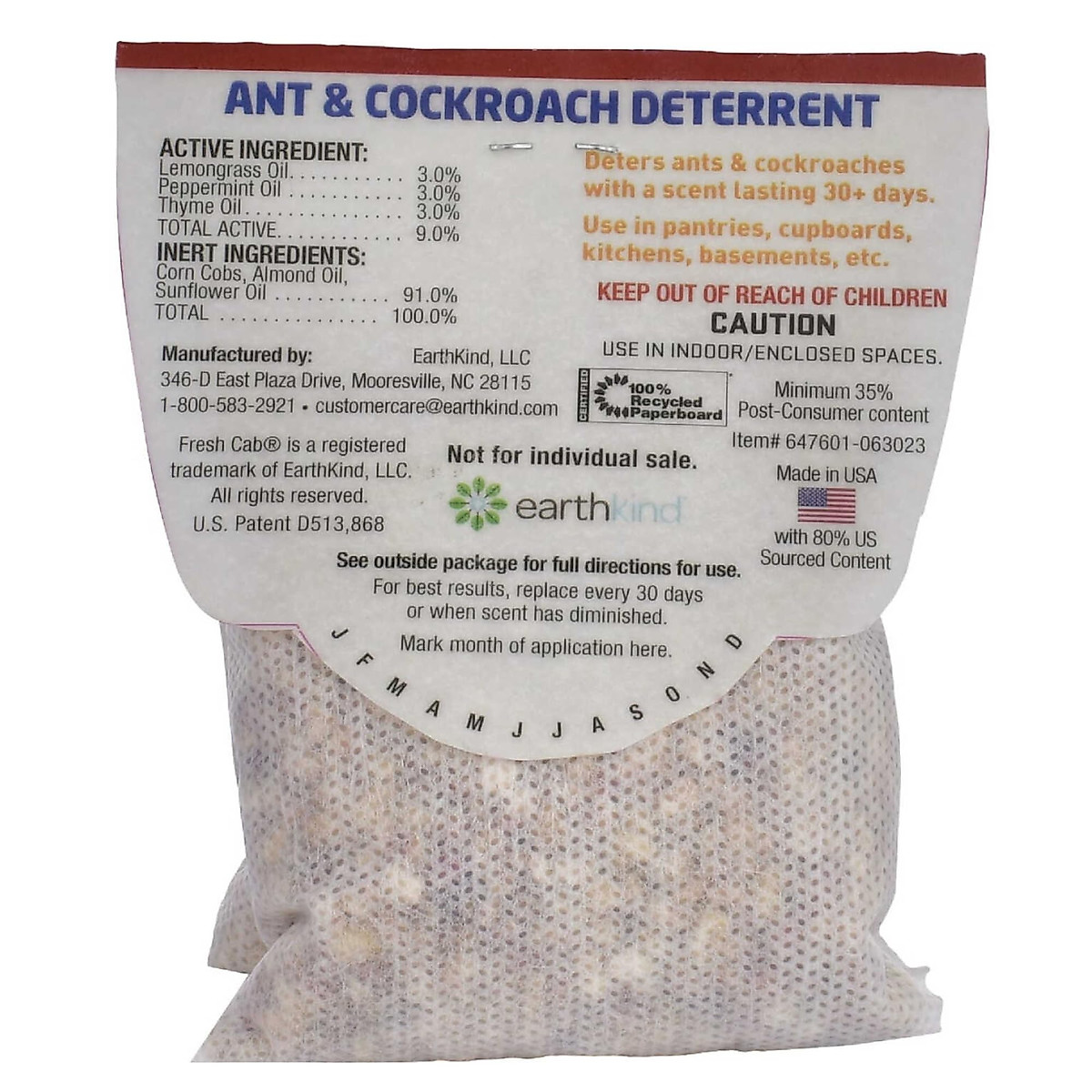 Fresh Cab Ants & Cockroaches Deterrent - Indoor Botanical Pest Control - Safe for Kids & Pets When Used as Directed - Made with Peppermint Essential Oil - 12-Pack (3)