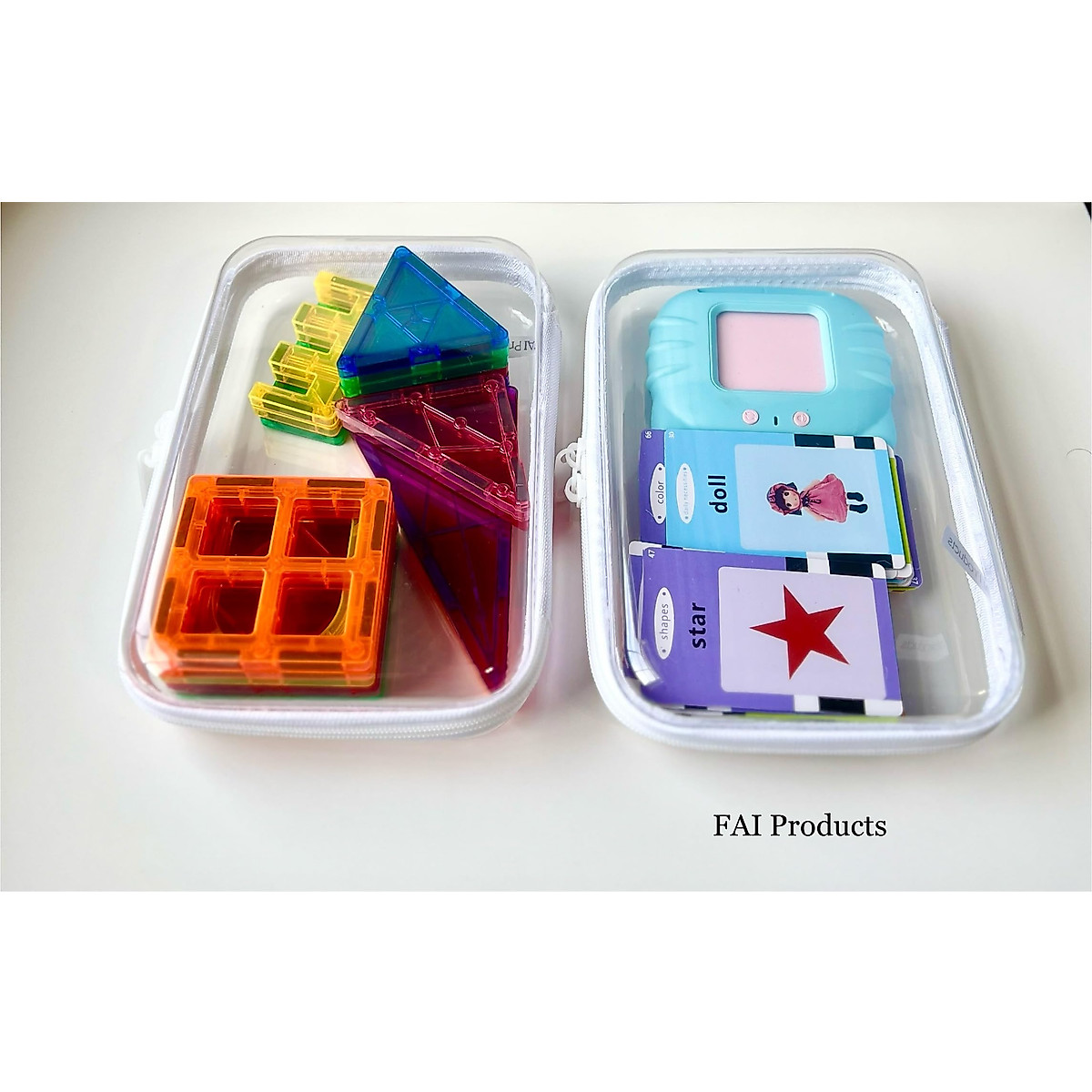 FAI Products Clear/Transparent Hard PVC Organizing Case with Double Zipper, Declutter and Tidy Lifestyle Bin(2PCS)