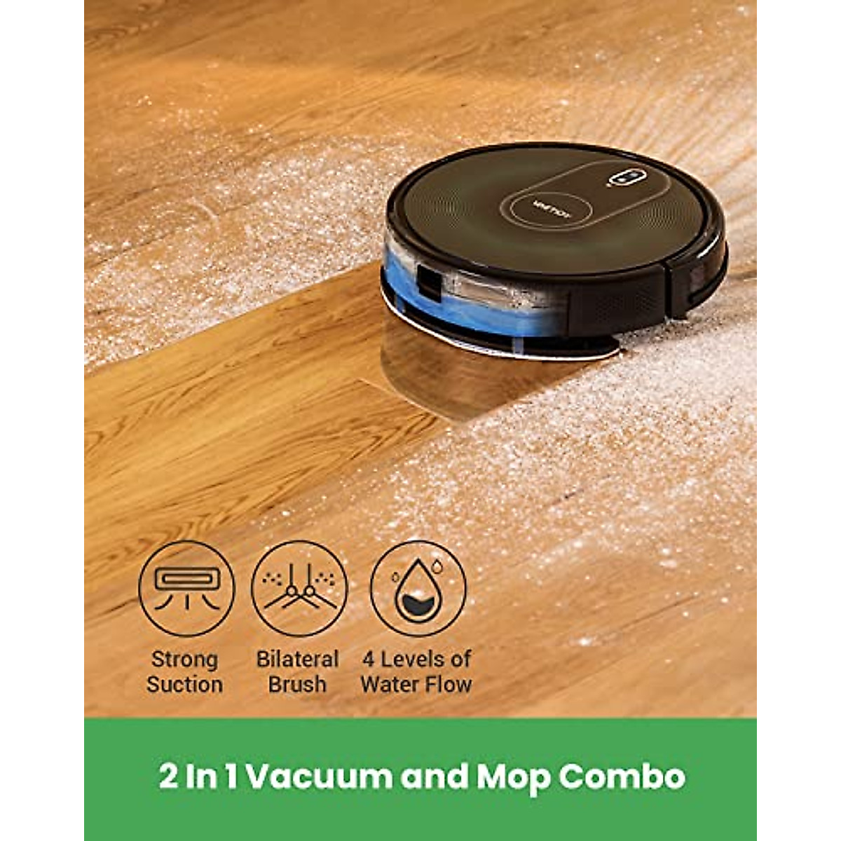 Vactidy T8 Robot Vacuum and Mop Combo, WiFi/App/Alexa/Siri Control, Robotic Vacuum Cleaner with Gyro Navigation, Self-Charging, Slim, Good for Hard Floor, Pet Hair, Carpet