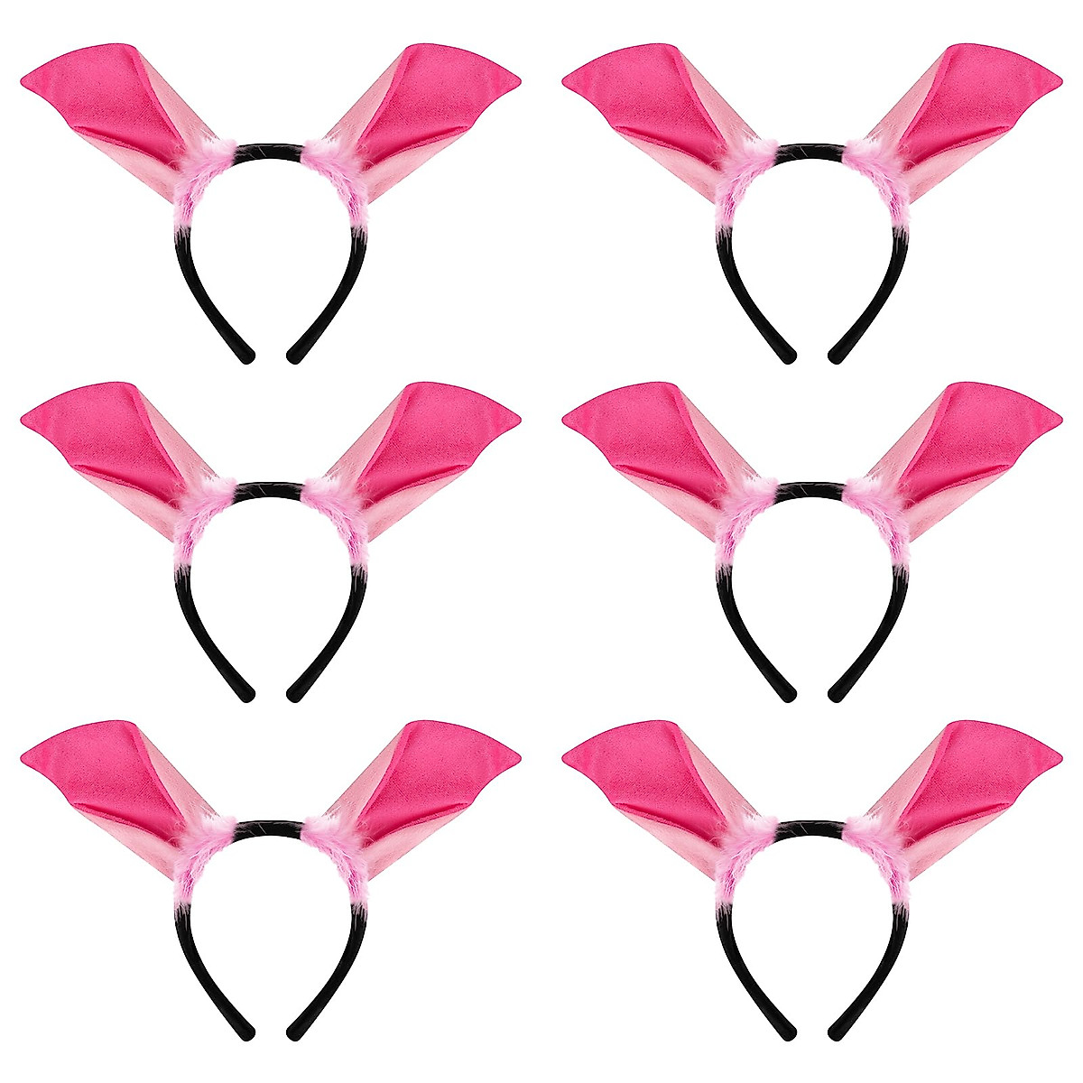 TopTie 6 PCS Pig Animals Ears Headband, Halloween Decorations for Adult & Kid, Costume Hair Hoop Party Favors