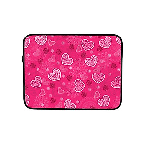Pink Bright Heart Pattern 13 inch Portable Laptop Sleeve Compatible with MacBook Air Notebook Computer Case for Men Women College School Students
