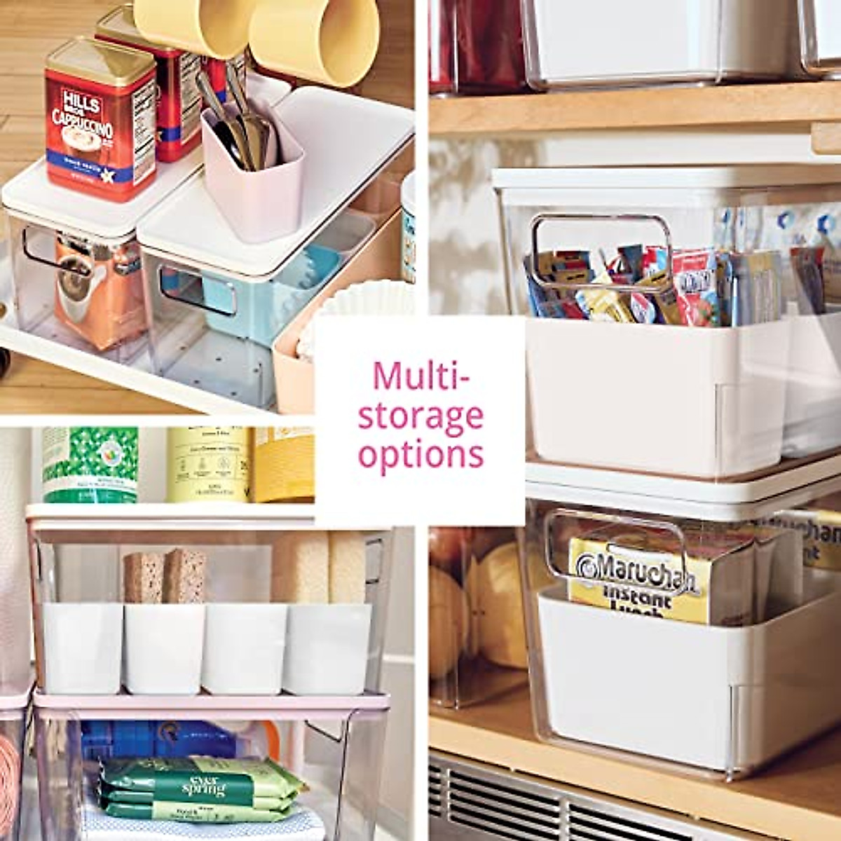 Rosanna Pansino x iDesign Recycled Plastic Kitchen Storage Bins, Includes 1 Large Bin with Lid and 4 Small Bins, Marshmallow Bins/Marshmallow Lid, 6” x 12” x 6”