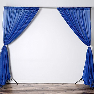 BalsaCircle 10 feet x 10 feet Royal Blue Sheer Voile Backdrop Drapes Curtains 2 Panels 5x10 ft - Wedding Ceremony Home Decorations