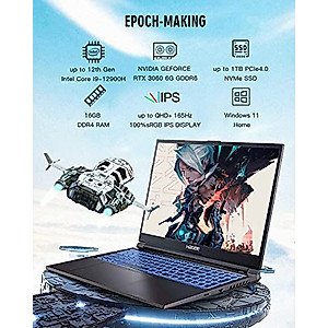 Hasee T8 (16'', i9-12900H, RTX3060), Gaming Laptop, i9-12900H 5.0GHz, 16G DDR4 RAM, 1T NVMe PCIe4.0 SSD, RTX3060 6G GDDR6, 16'' 2.5K 165Hz IPS Display, RGB KB, WiFi 6, BT 5.2, Win11, Obsidian Black