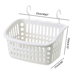 Hanging Storage Basket, Plastic Wall Laundry Basket Multifunctional Basket Container Holder For Organizing Clothes, Cosmetics, Books, Toys (White)