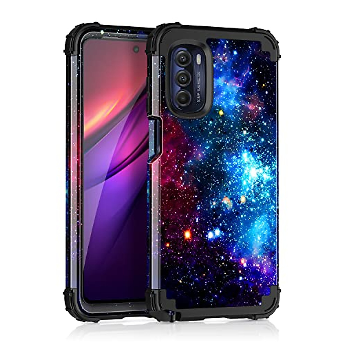 Miqala for Moto G Stylus 2022 5G/4G Case,Shiny in The Dark Three Layer Heavy Duty Shockproof Hard Plastic Bumper +Soft Silicone Rubber Protective Case for Moto G Stylus2022,Blue Sky.