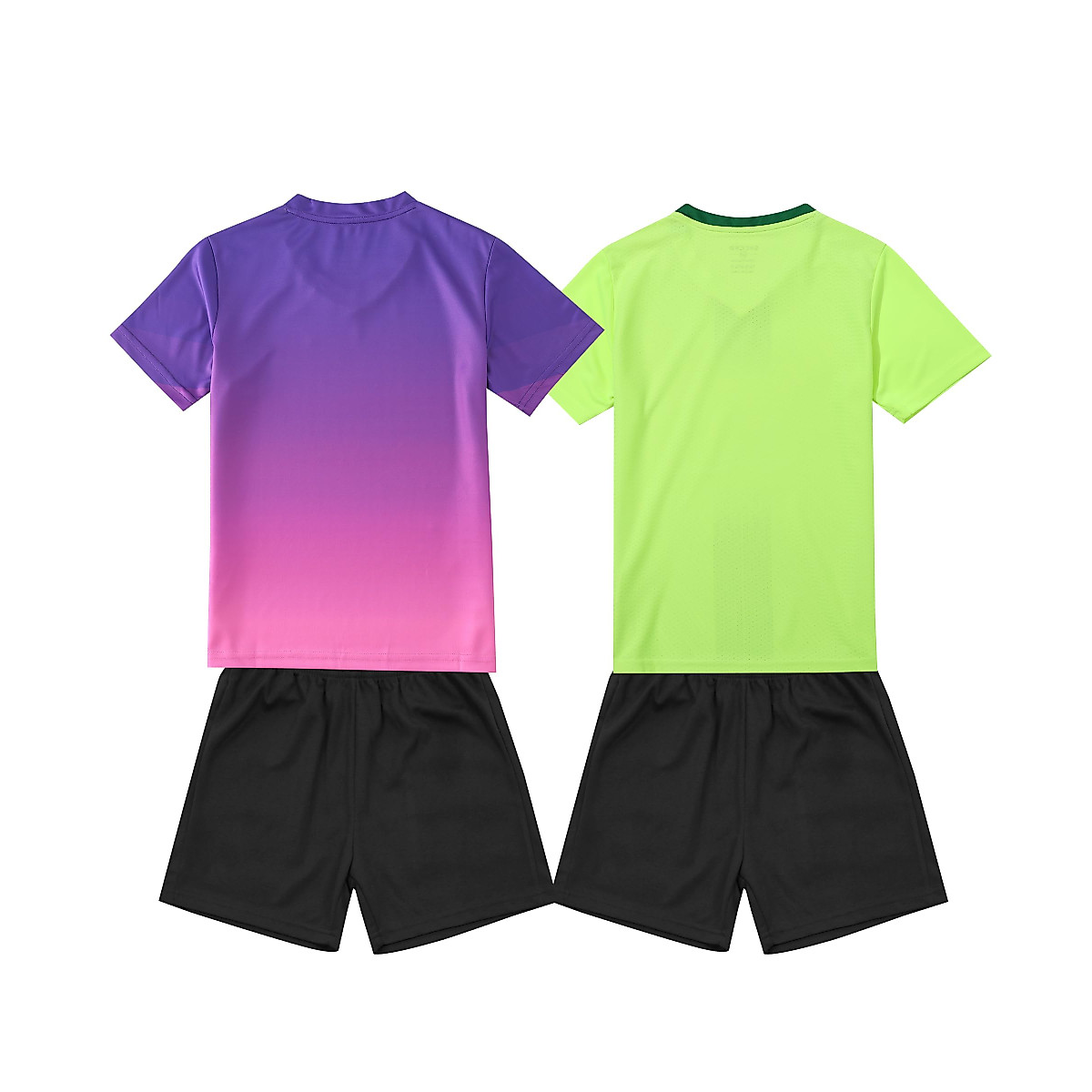LUCKYLUAN Boy's 2-Pack Soccer Jersey and Short Sets Quick Dry Sports Team Training Uniform Knit 9-10 Years Purple Green