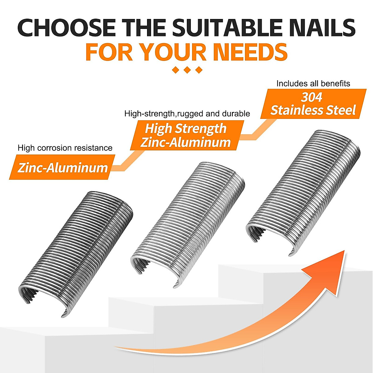 KIMSING 11 Gauge C50 Zinc-Aluminum Alloy Hog Ring Staples 1-3/4" (45 mm) Crown, 1600 PCS/Box, C Ring Staples Fasteners for Heavy Duty Wire Fencing, Gabion