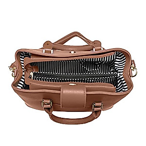 Alexis Bendel Women’s Saffiano Leather Triple Entry Top Handle Satchel Handbag W/Optional Crossbody Strap