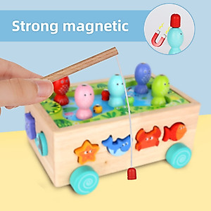 Abellzos Magnetic Fishing Game,Fishing Games for Kids 3-5, Magnetic Fishing Games Learning Fine Motor Skills Puzzle, Birthday Gift for Boys Girls