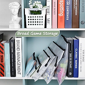 Smarpau Plastic Mesh Zipper Pouch Document Bag, 12 Pack Waterproof Zip File Folders for Office Supplies and Travel Storage (A6-9.4x4.7in, Black)