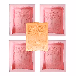 LVDGE Natural Tree Flowers Silicone Soap Mold for Natural Skincare Soap Making, DIY Skincare Products & Small Business Soap (4PCS Natural Tree)
