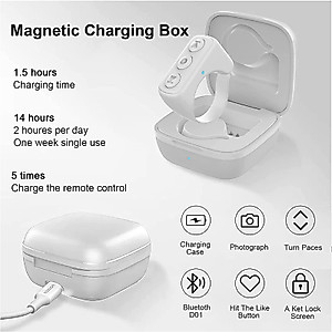 GEVO TIK Tok Bluetooth Remote Control Page Turner for iPhone Android Ipad Cell Phone Camera Remote Shutter Selfie Button, Bluetooth Ring (White)