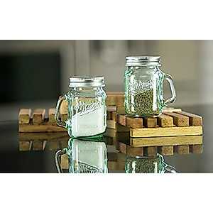 Mason Jar Salt and Pepper Shaker - Clear Glass Green