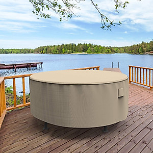 Budge NeverWet Mojave Round Patio Table Cover, Black Ivory, Medium