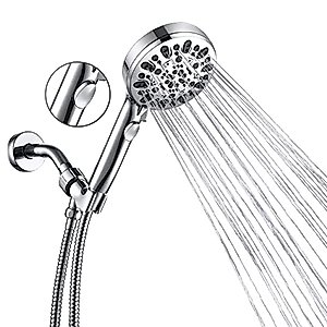 Iopsk Shower Head with Handheld Set 7 Spray High Pressure Detachable Shower Heads with Extra 60" Long Stainless Steel Hose and Adjustable Bracket-Chrome Finish Hand Held Showerhead with On/Off Switch